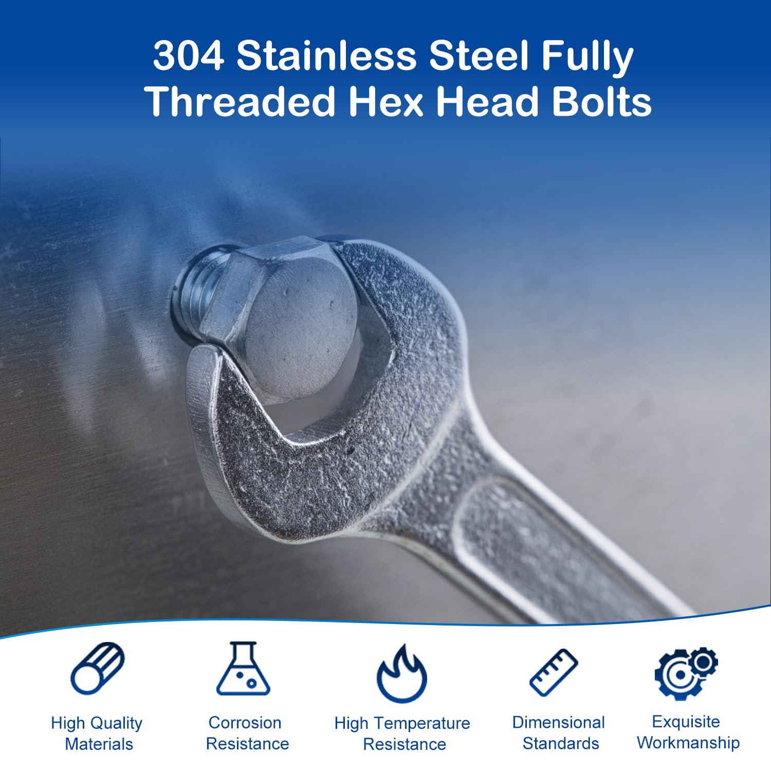 MroMax 4Pcs M8 x 150mm Hex Head Screws Bolts, 304 Stainless Steel 18-8, Fully Threaded, External Hex Drive, for Mounting Chair, Handles, Rail, Pump, Wheels, Antenna Parts, Boat and Plastic Bumpers