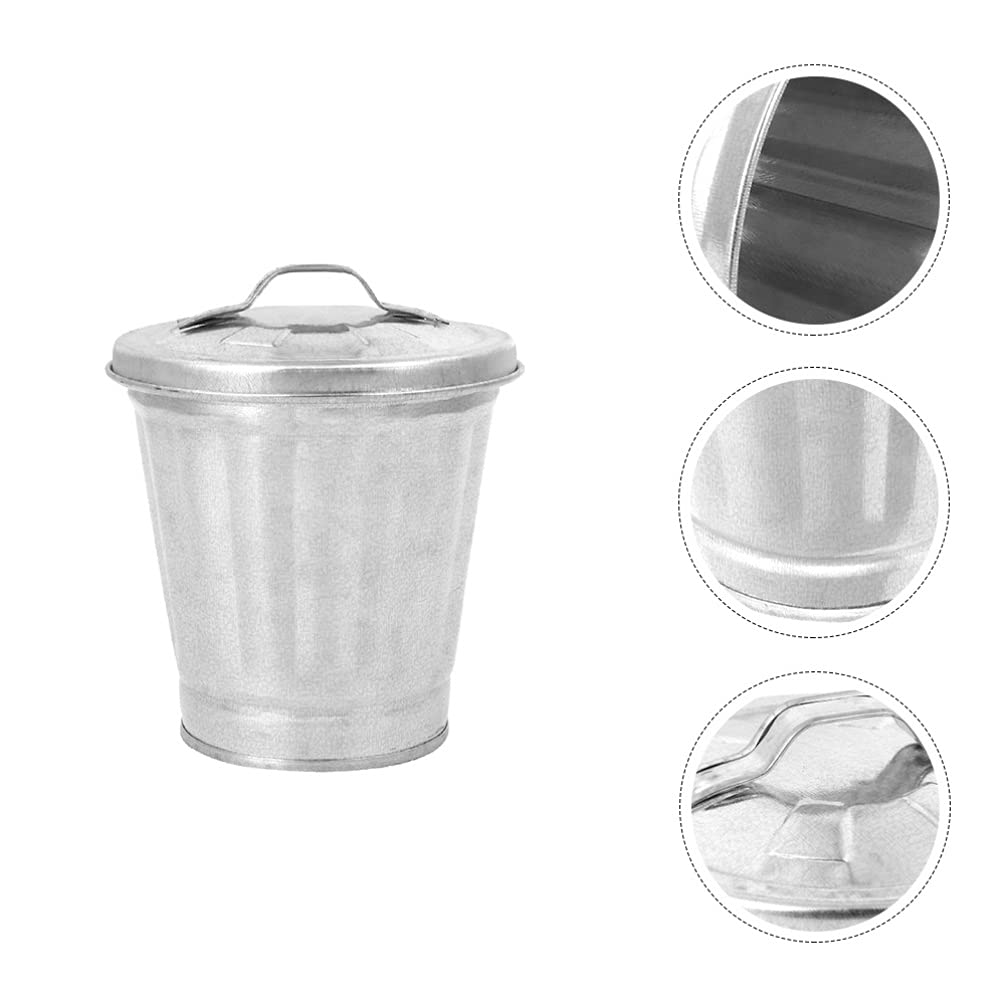 NUOBESTY Desktop Mini Desktop Wastebasket Garbage Bin Waste Paper Basket Trash Can Mini Wastebasket Trash Can Garbage Holder Flower Garbage Container bin Pot Mini Metal Flowerpot ( 1pc )
