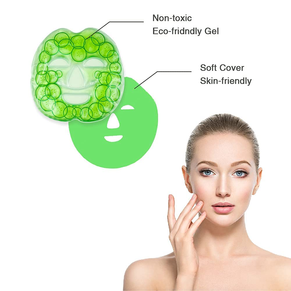 Face Ice Gel Pack with Wrap - Reusable Hot Cold Compress for Skin Care, Puffiness Eyes, Swollen Face, Cold Face Mask Gel Pack Pain Relief for Migraines, Injuries, Inflammation, Sinus Headaches, Stress