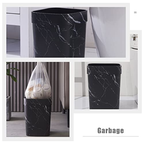 Cabilock Uncovered Trash Can Creative Marble Garbage Can Paper Waste Basket Dustbin Pen Pencil Desktop Storage Organizer for Home Kitchen Bathroom Office