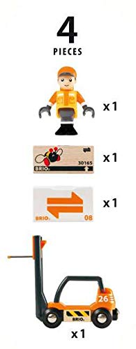 BRIO World 33573 - Wooden Toy Train Fork Lift Set - Interactive Play for Toddlers | Enhances Motor Skills | Safe & Compliant with All Safety Standards | Ideal for Kids Ages 3 and Up