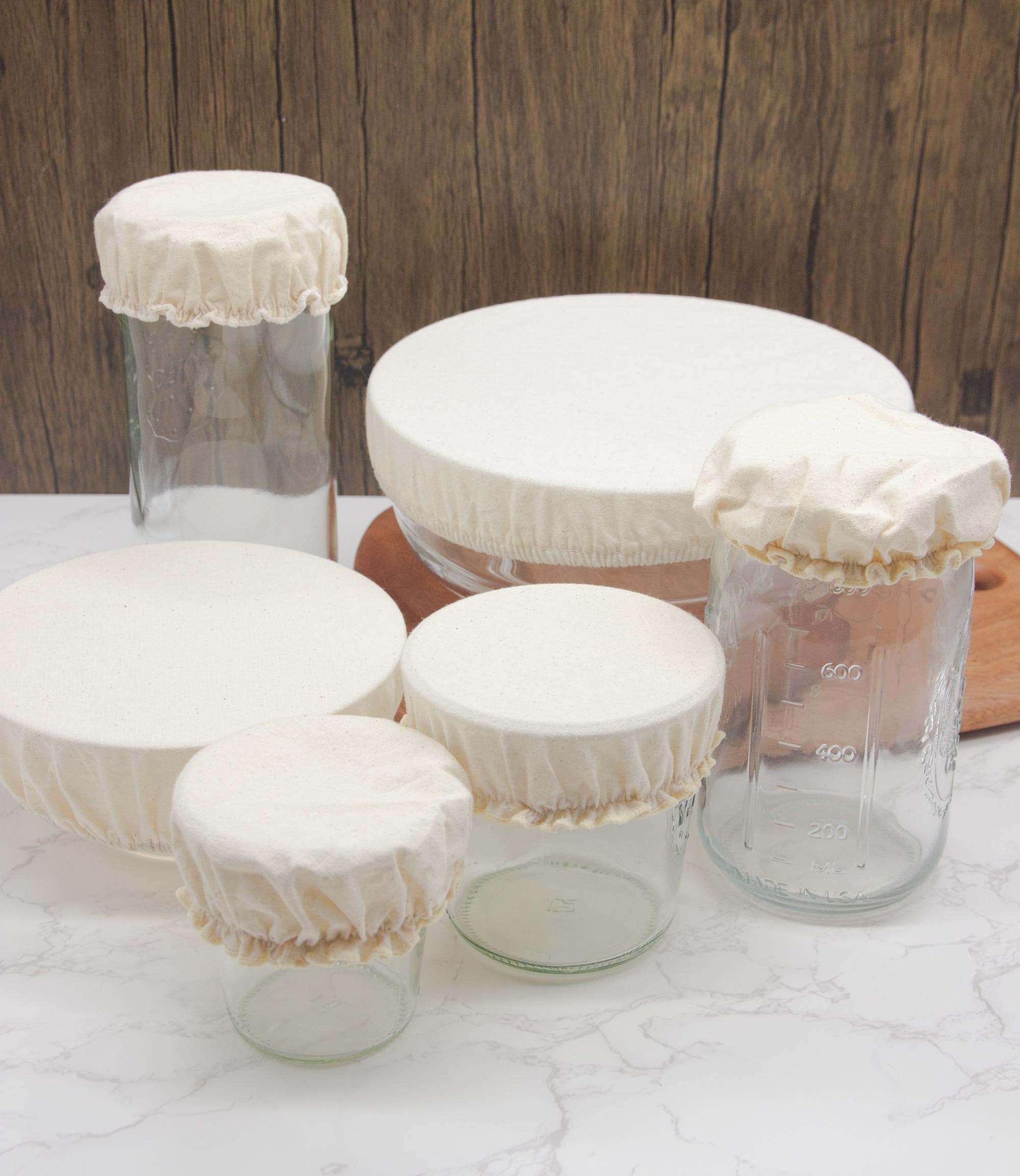 4 Pack sourdough bowl cover, Organic Reusable Cloth bowl cover for proofing, fits 5β-8.5β Diameter bowl and Jar mouth - Unbleached, Perfect for Fermentation Jars (4 Pack - Large)