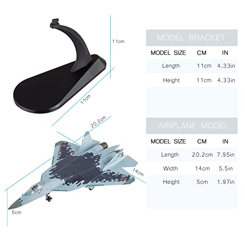 Busyflies Fighter Jet Model 1:100 Scale SU-57 Diecast Model Planes Attack Falcon Fighter Model Planes Painted Diecast Military Airplane Model for Collection and Gift