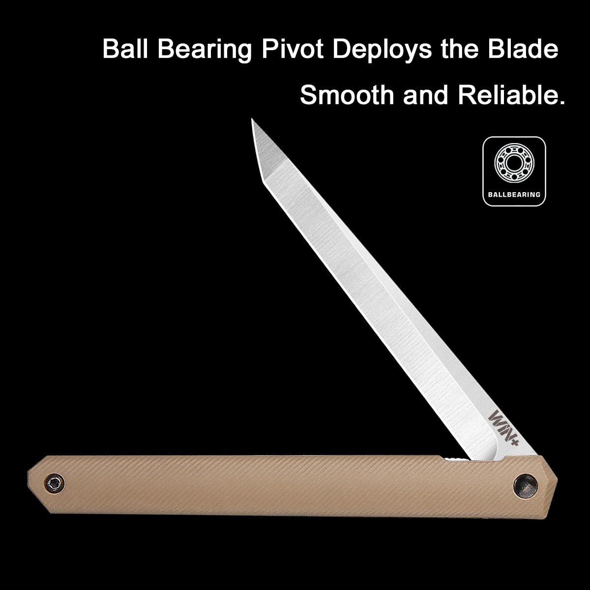 WIN+ Pocket Knife, Folding Knife with Clip, EDC Knife for Men and Women, Tactical Knife for Survival Camping W4149 (Black)