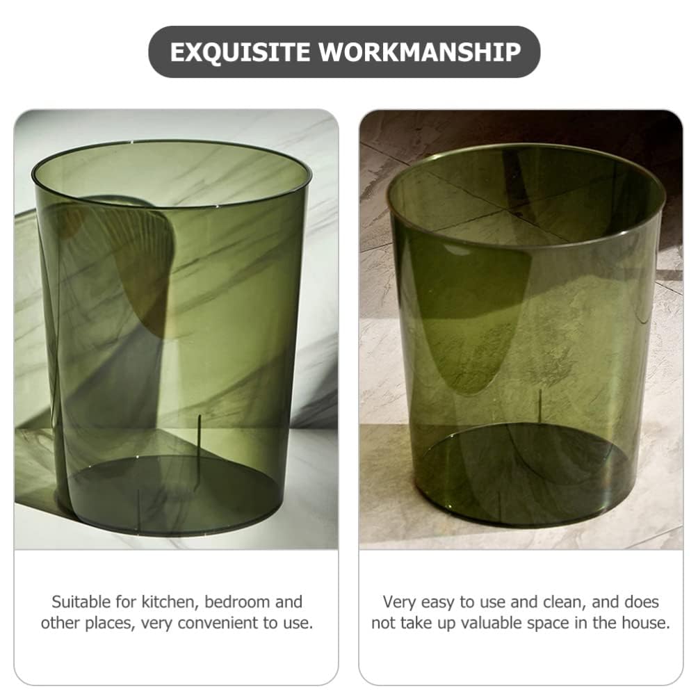LIFKOME Trash Bin Trash Cans Plastic Wastebasket Small Trash Can Round Garbage Container Bin Party Beverage Chiller Bin for Bathroom Bedroom Office Clear Green Trash Bin Trash Cans