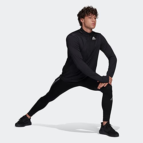 adidas Men's Own The Run Half-Zip Long Sleeve Tee, Black, X-Large