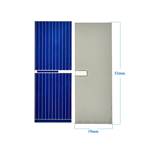 AOSHIKE 100pcs 0.5V 400mA Micro Mini Solar Cell for Solar Panels 52mmx 19mm/2ββx0.75β Polycrystalline Silicon Photovoltaic Solar Cells Sun Power for DIY Cell Phone Charger