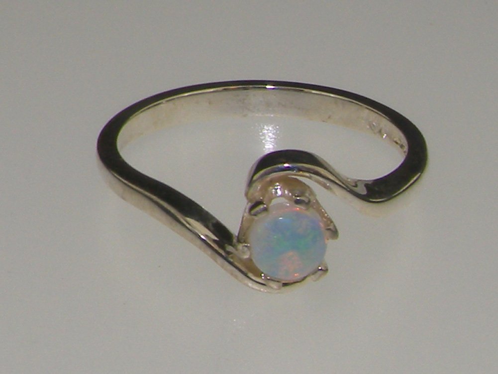 925 Sterling Silver Natural Opal Womens Solitaire Ring - Size 7.5