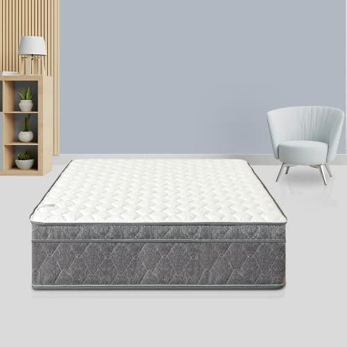 Nutan 10 Inch Foam Encased Mattress with Eurotop, Comfy, and Soft Plush Mattresses Provide Soothing Sleep, Complete Body Support, and Pressure Relief, King