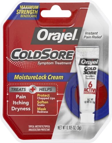 Orajel Moisturelock Cold Sore Symptom Treatment, Cream 0.105 oz (Packaging May Vary)