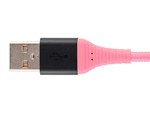 Monoprice USB 2.0 Micro B to Type A Charge and Sync Cable - 3 Feet - Pink | Durable, Kevlar-Reinforced Nylon-Braid - AtlasFlex Series