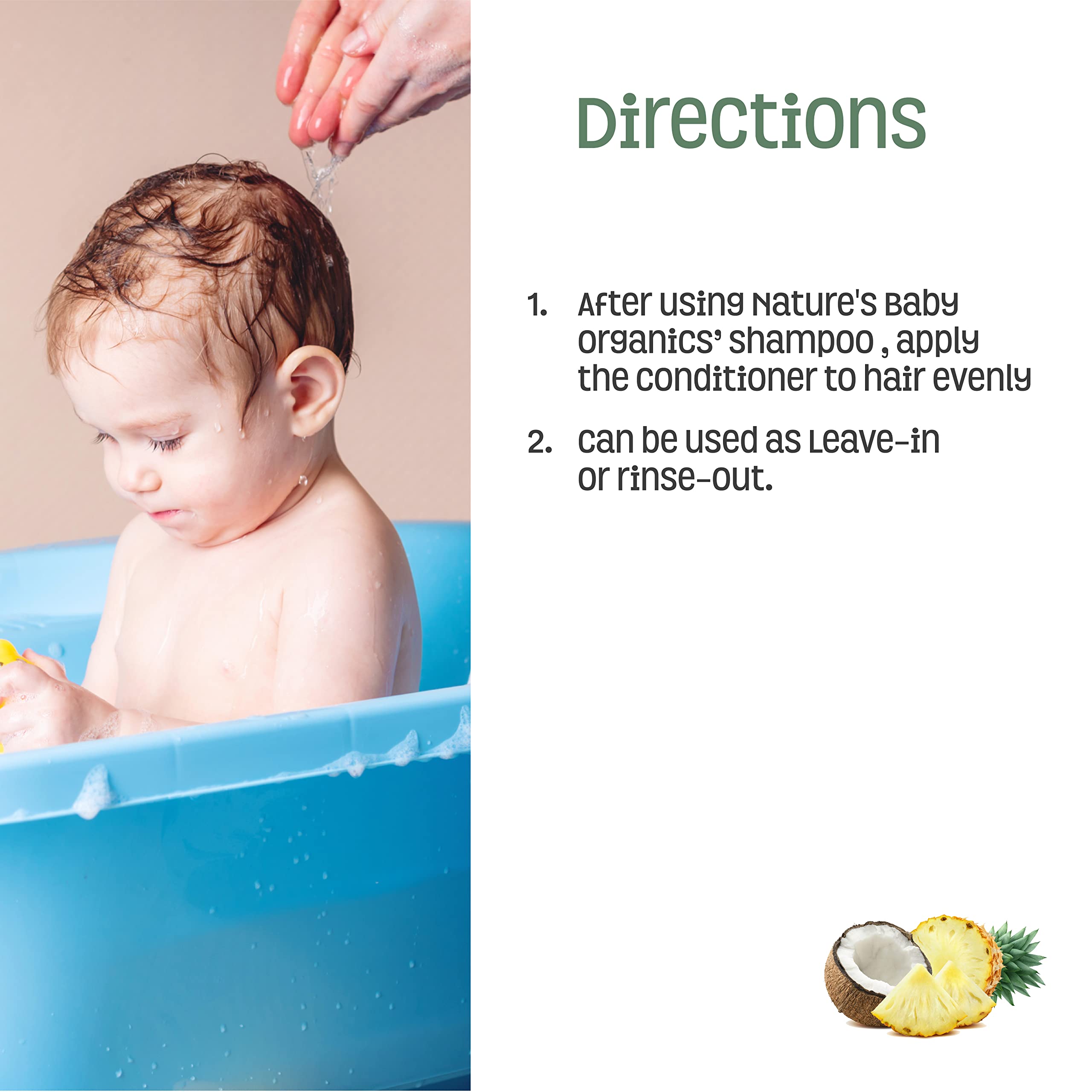 Nature's Baby Conditioner & Detangler - Formulated Specifically for Problem and Sensitive Skin - Tear Free - No Sulfate or Artificial Fragrances - Coconut Pineapple, 16 oz