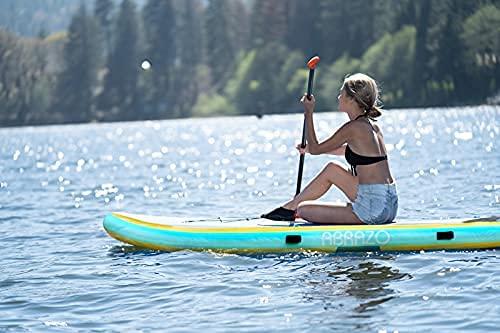 Abrazo Namaste Yoga Inflatable Stand Up Paddle Board for Adults - with Non-Slip Yoga Mat Surface, Includes SUP Accessories: Paddle, Patch Repair Kit, Hand Pump, SUP Leash, and SUP Backpack