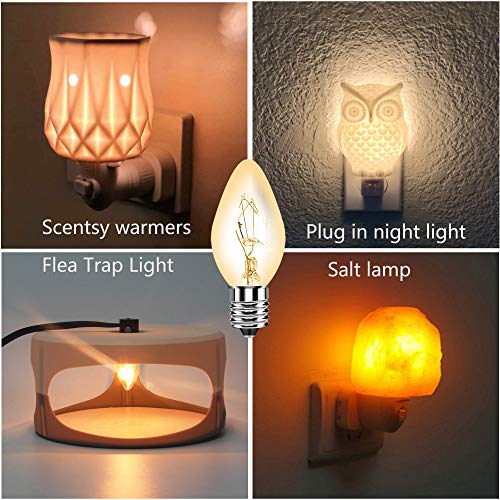 7 Watt C7 Light Bulb for Plug-in Salt lamp Night Light, Electric Window, Dryer Drum Christmas Village Replacement Light Bulb E12 Candelabra Base 120 Volt Pack of 12…