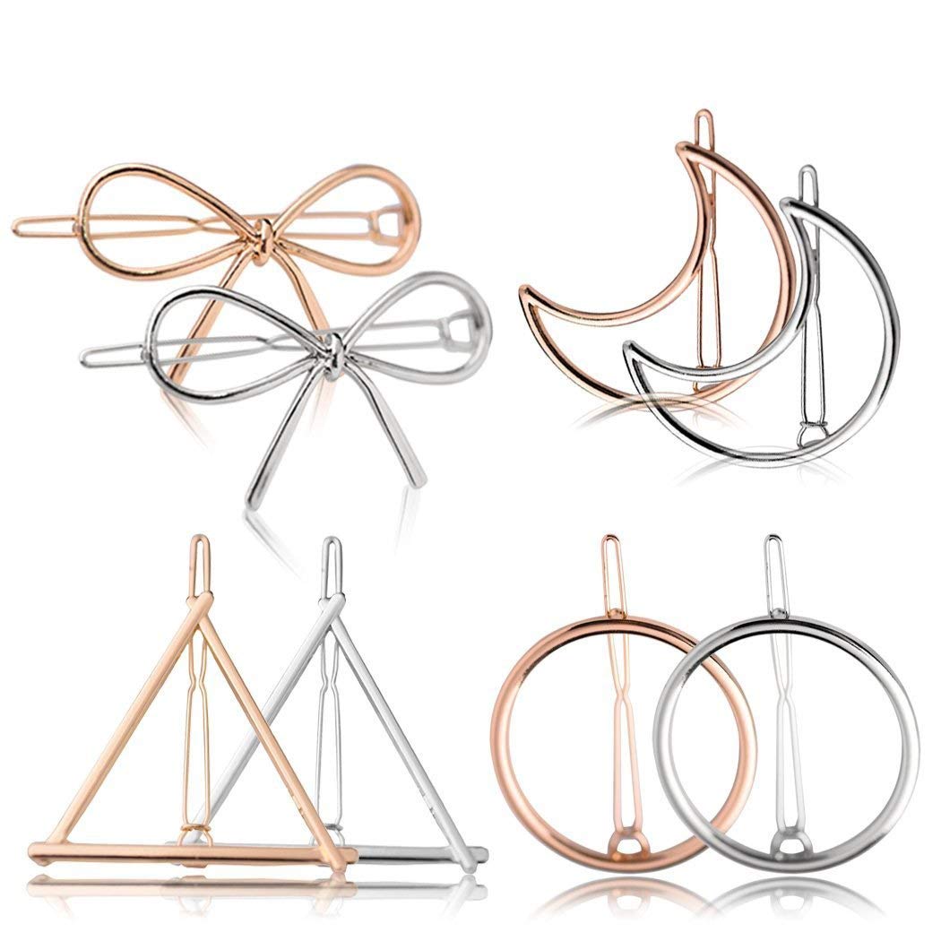 Fascigirl 8 Pcs Hair Clip for Women - Hair Barrettes Hair Pins Moon Triangle Circle Butterfly Hair Clips for Girls Thick Hair Styling Accessories