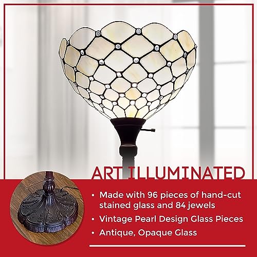 Amora Upright Tiffany Floor Lamp - 72” Pearl Stained Glass Floor Lamp