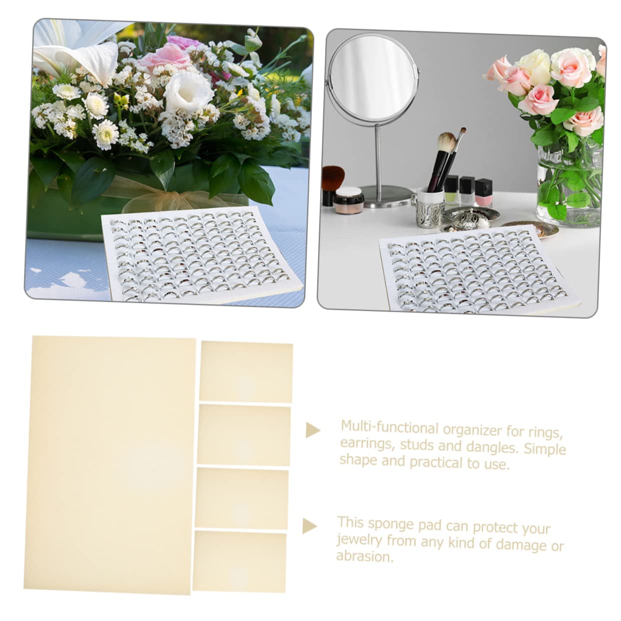 Abaodam 5pcs storage box sponge pad ring display pad black foam ring insert jewelry insert display mats foam insert display trays trinket tray Ear Stud Sponge Insert white cabinet earrings
