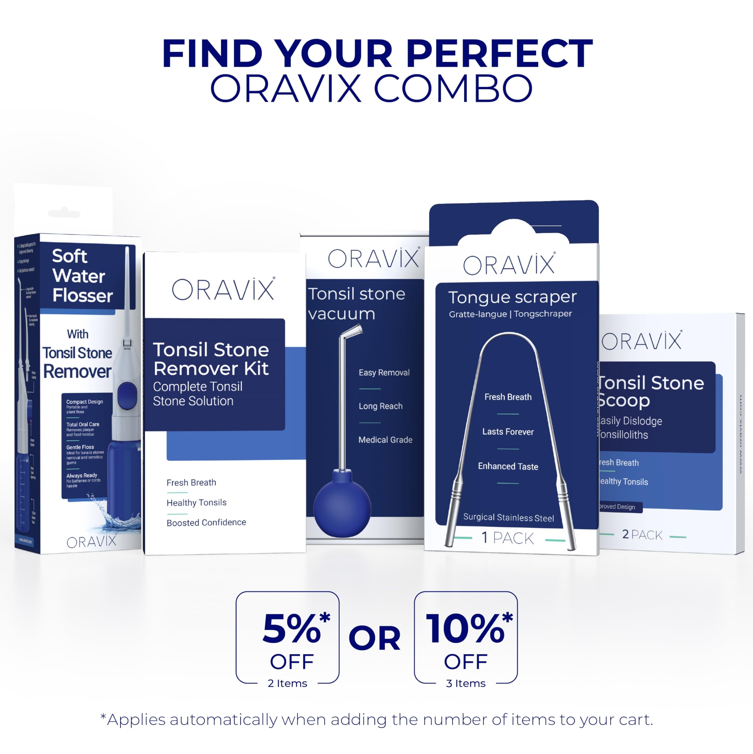ORAVIX Dental Water Flosser, Tonsil Stone Remover, Gentle Oral Irrigator for Sensitive Teeth and Gums, Kids Manual Water Flosser, No Electricity or Batteries