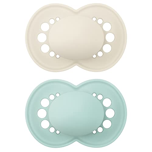 MAM Original Matte Pacifier (1 Sterilizing Pacifier Case), Pacifiers 6 Plus Months, Unisex Baby Pacifier, Best Pacifiers for Breastfed Babies, Sterilizing Storage Case, 6-16 Months (Pack of 2)