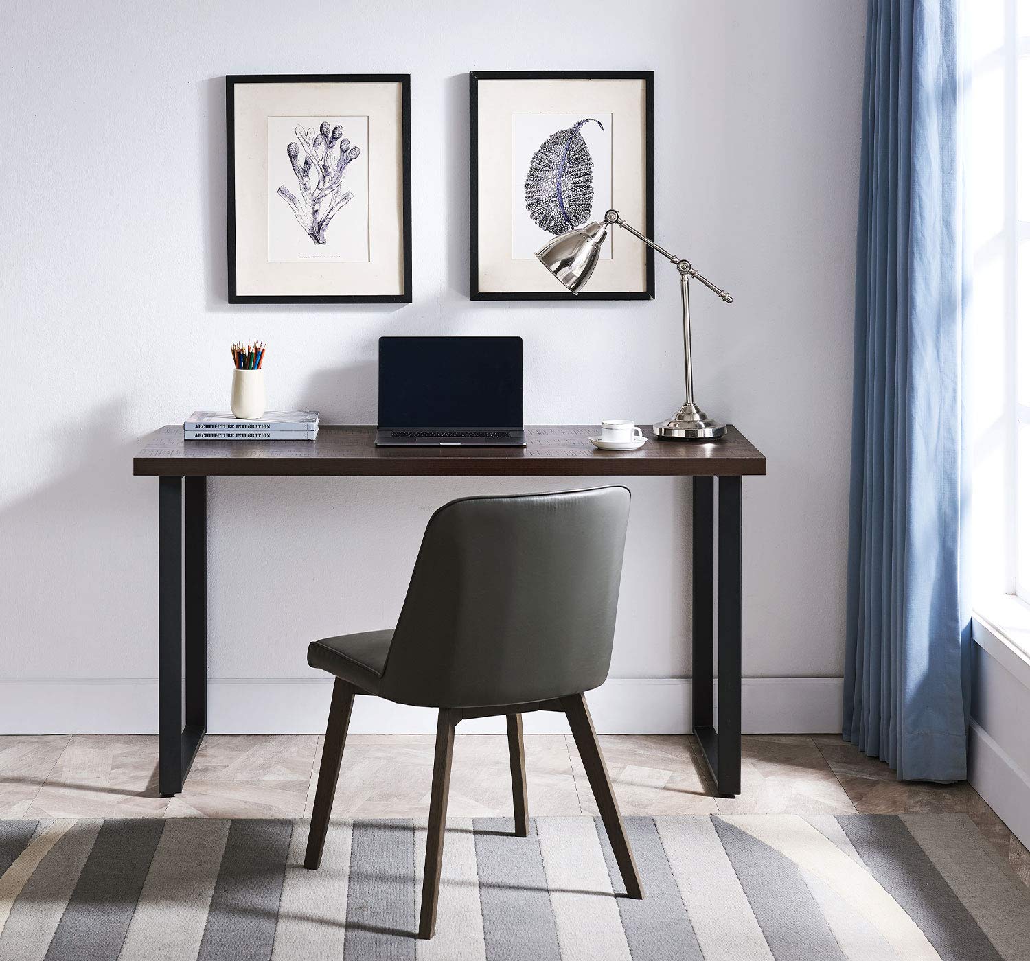 Amoak Computer Desk 47'', Modern Writing Desk, Simple Study Table,Sturdy Laptop Table for Home Office, Brown