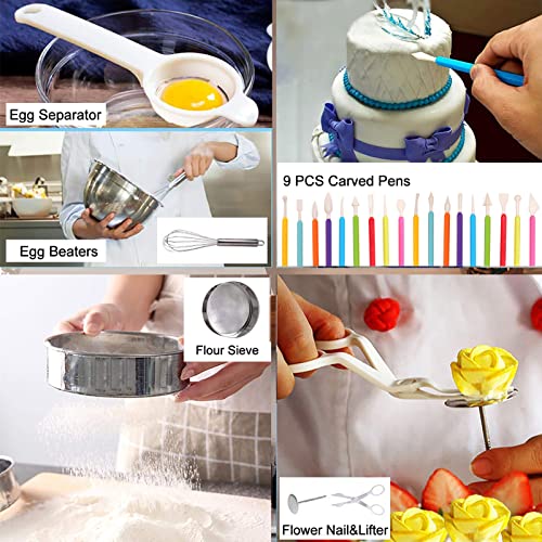 Cake Decorating Kits 567 PCS Baking Set with Springform Pans Set, Rotating Turntable, Decorating Tools, Cake Baking Supplies for Beginners and Cake Lovers