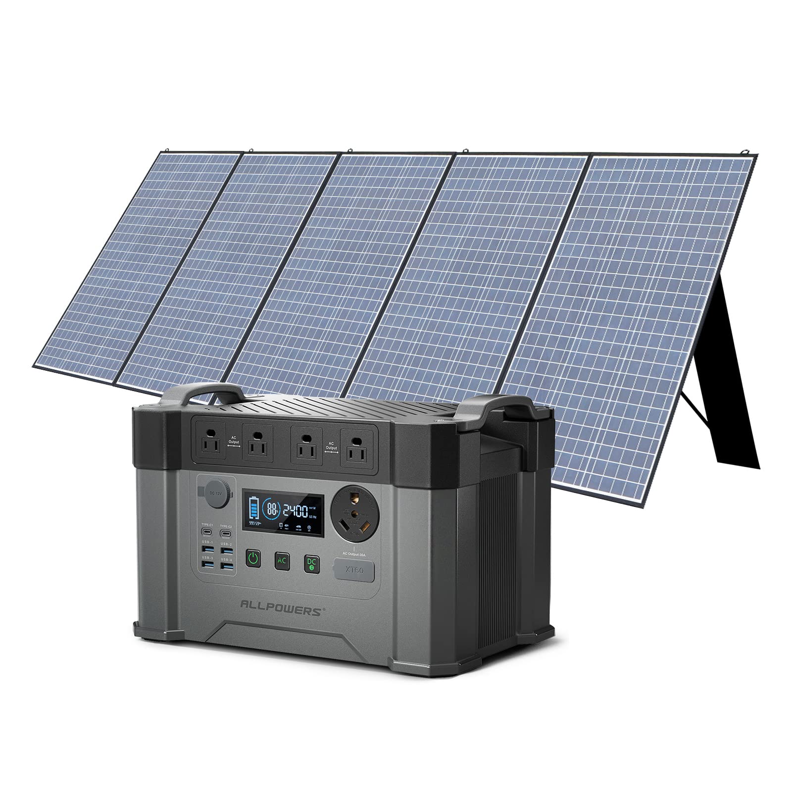 ALLPOWERS S2000 Pro Portable Power Station with Panels Included, 1500Wh MPPT Solar Generator 2400W with Portable Solar Panel 400W for RV Outdoor Camping Home Emergency