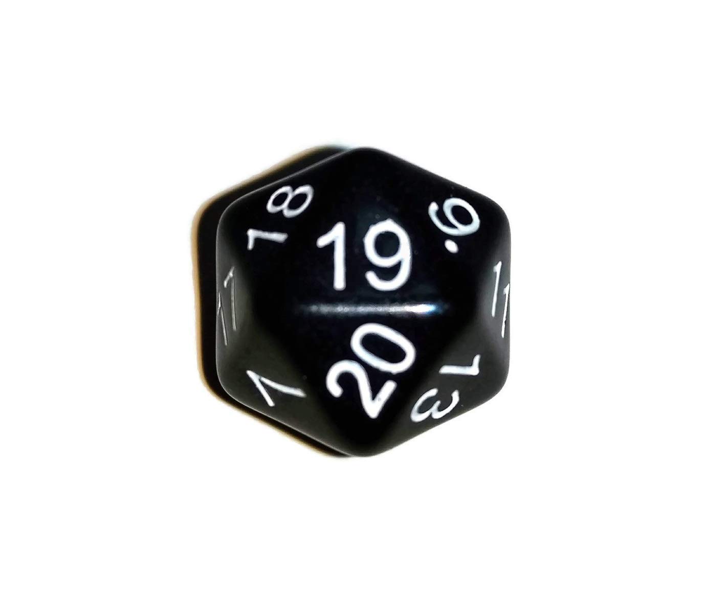 Black with White Numbers d20 Initiative Advantage Die for Role-Playing Games. 20 Sided RPG Dice