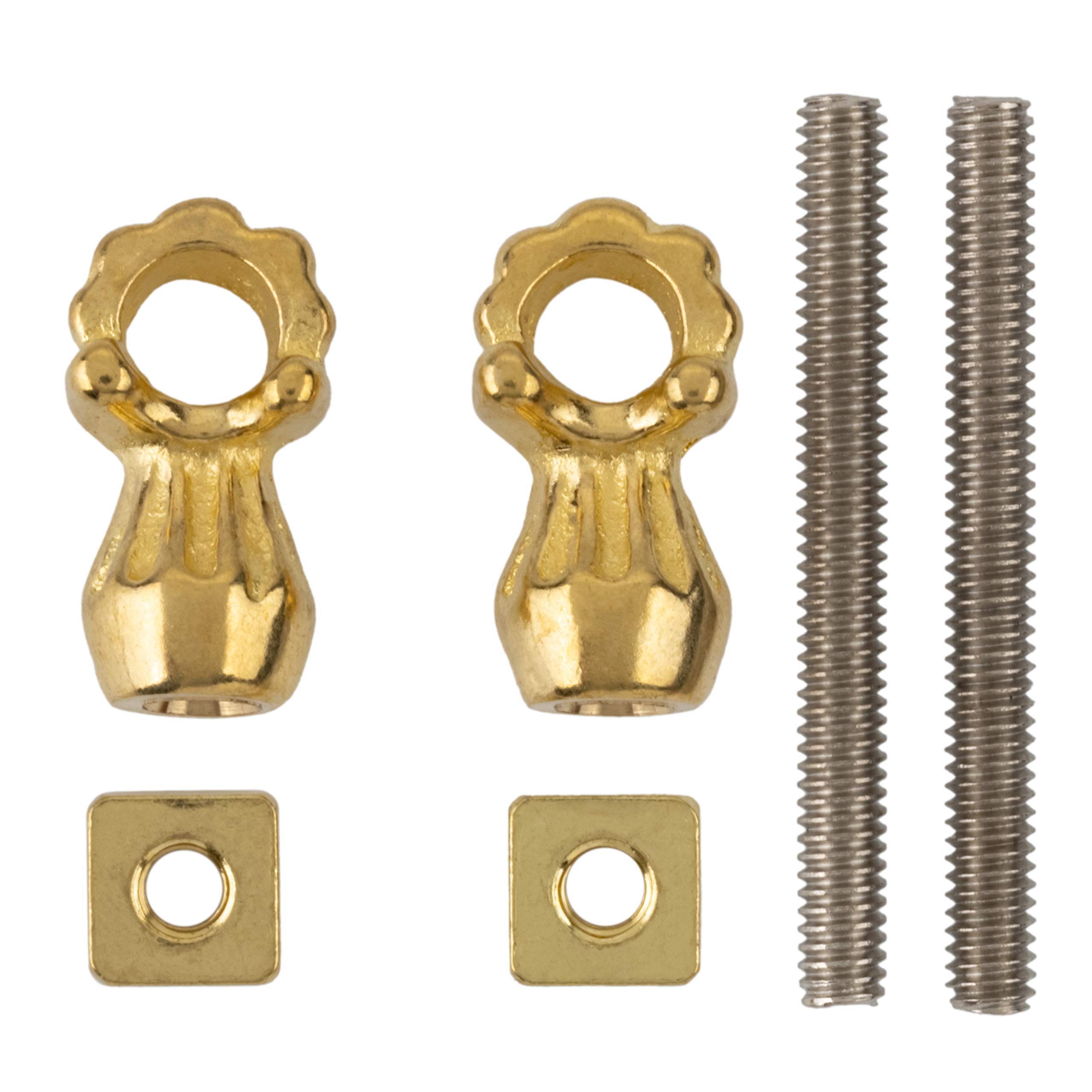 Fancy Brass Eye Bolts with Nuts for Bail Pull Mounting - Pack of 2 - Screw Eye Hook - Antique Eyelet Screw | FB2-B