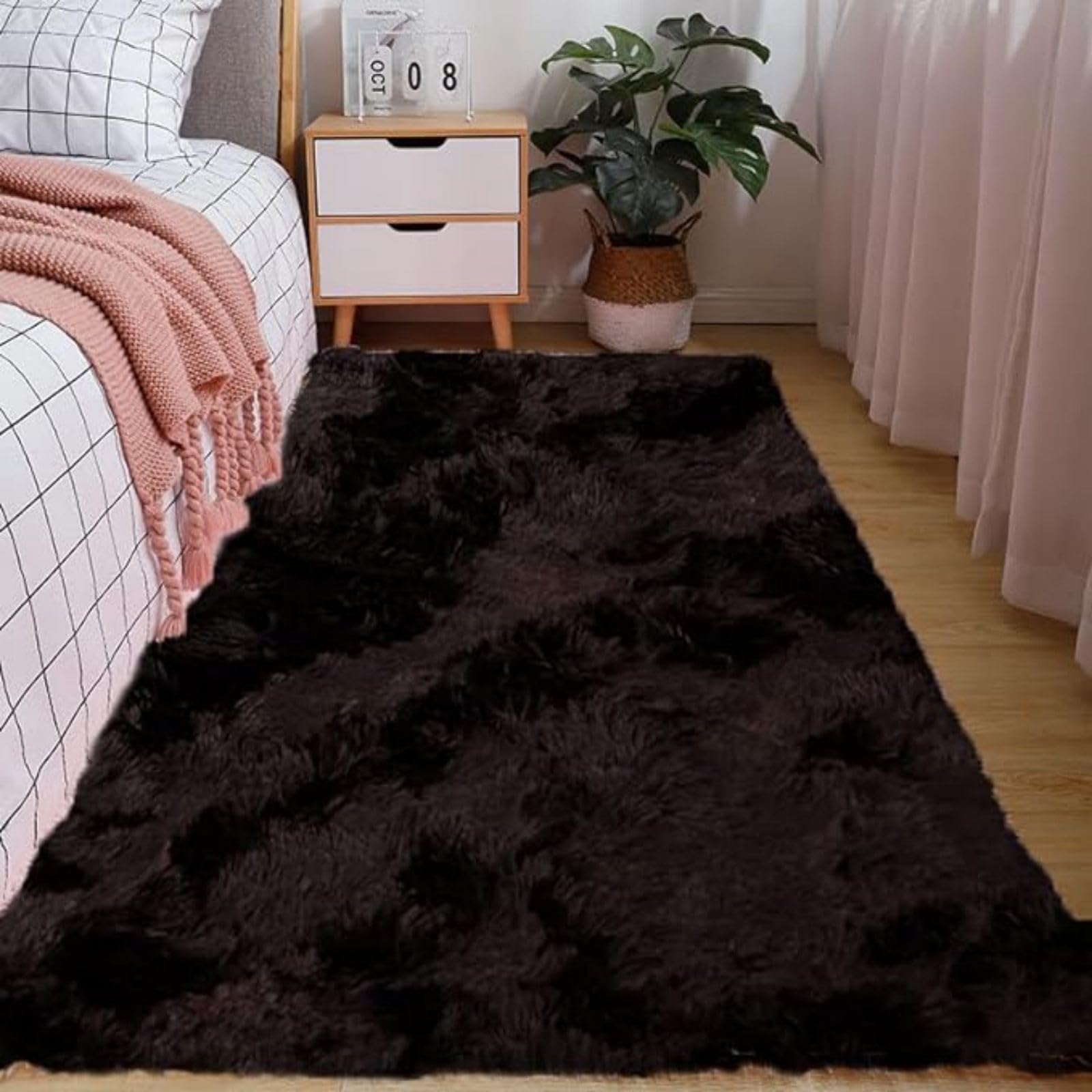 Glamtex 5x8 Fluffy Rugs, Area Rug, Soft and Comfortable, high-Density Sponge Fluffy Carpet, not Easy to Fall Off, Living Room and Bedroom Rug