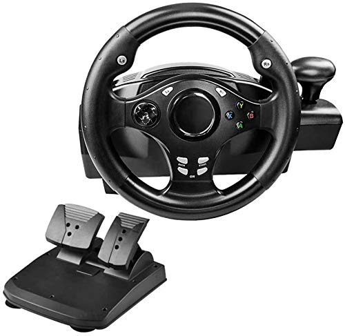Dual-Motor Racing Wheel, 270 Degree Rotation Steering Wheel for PS3/PS4/XBOX ONE/Xbox 360/NS Switch/PC/Android, with Pedals, Gear Shifter