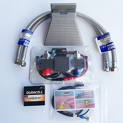 AutoTap AT400 Sink Pedal Faucet, Brushed Nickel, Instantaneous On/Off, Prevents Water Runoff, 8 Year Warranty