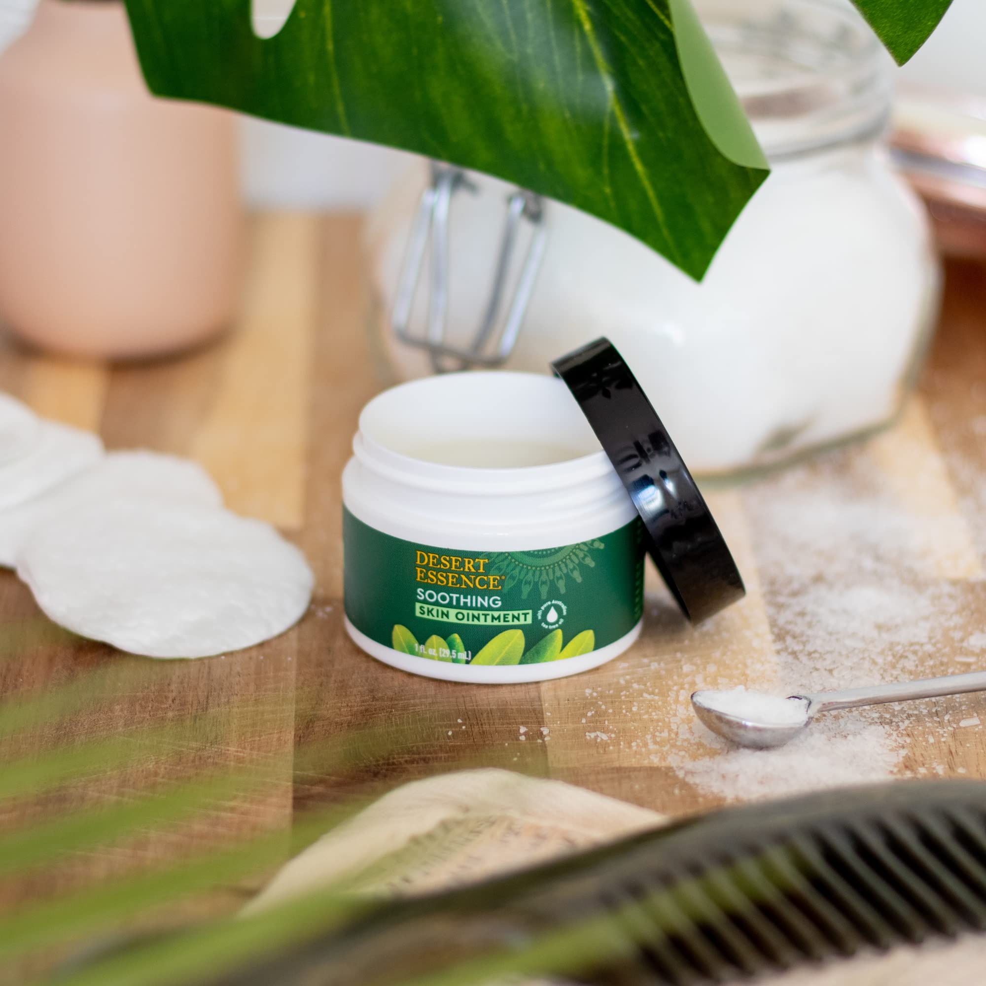 Desert Essence TEA TREE OIL SKIN OINTMENT β Itch Relief, Rash Cream for Razor Burn - Soothing Balm with Lavender & Jojoba - Gluten & Cruelty-Free - 1 oz