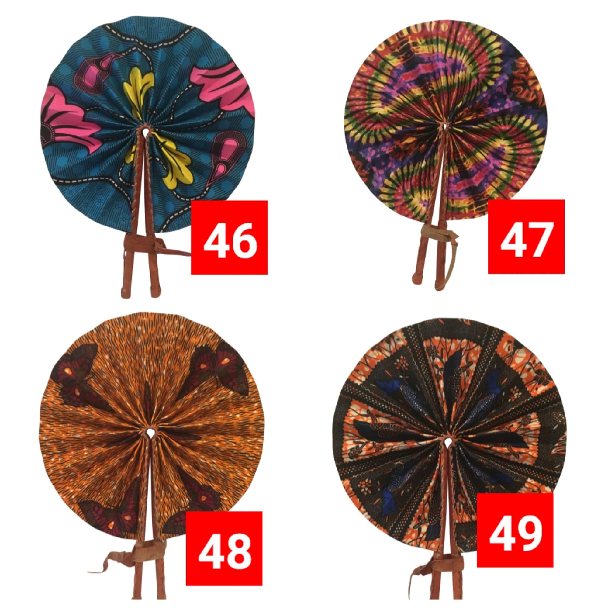 African Folding Hand Fan 3 Pack Set #1
