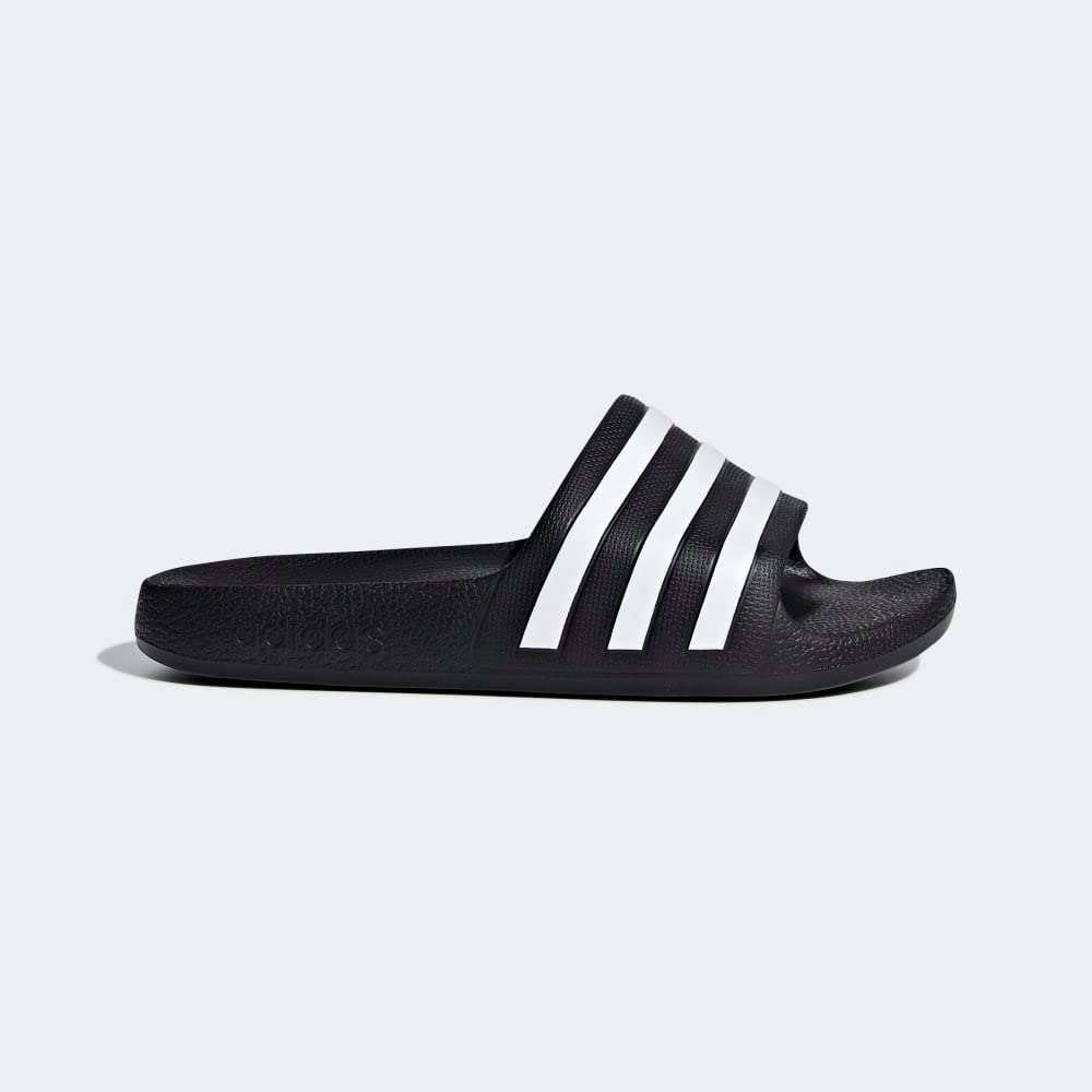 adidas unisex child Adilette Aqua Water Shoe, Core Black/White/Core Black, 1-13 Big Kid US