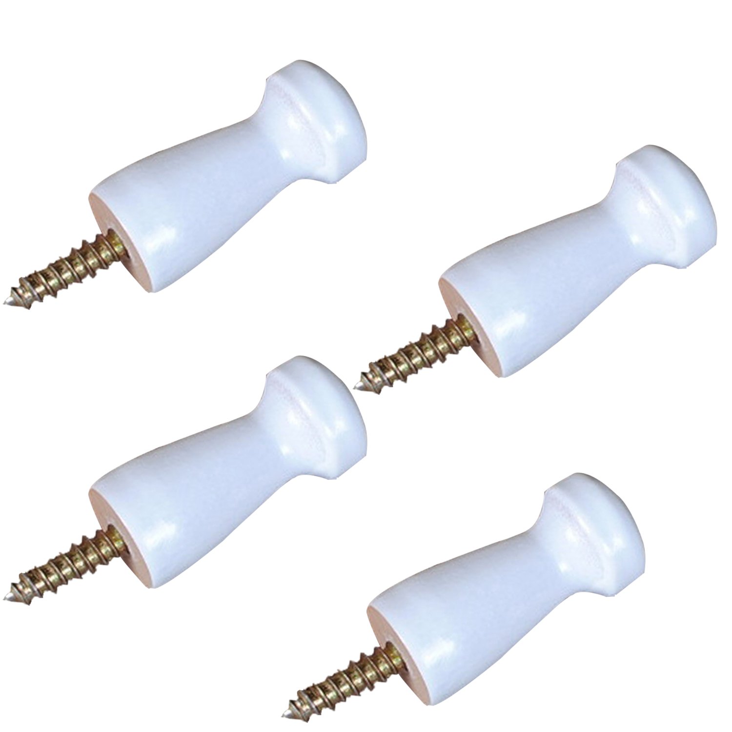 Maosifang 6 Pieces Solid Wood Wall-Mount Robe Hook Coat Hook Towel Wall Hook Shaker Pegs with 6 Pieces Self-Drilling Screw,White