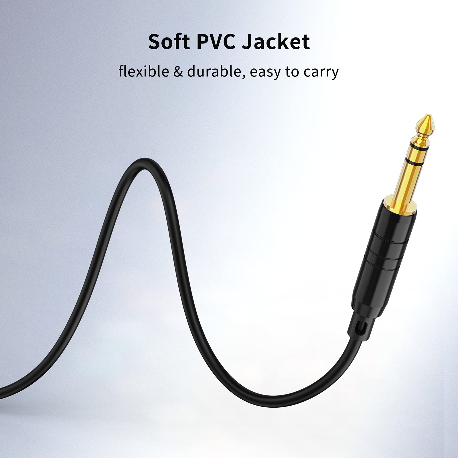 CableCreation 3ft 3.5mm 1/8" Male Stereo to 6.35mm 1/4" Male TRS Stereo Audio Cable Gold Plated Compatible with iPod, iPhone, Laptop, Home Theater, Amplifiers, Guitar and More,1 Meter/Black