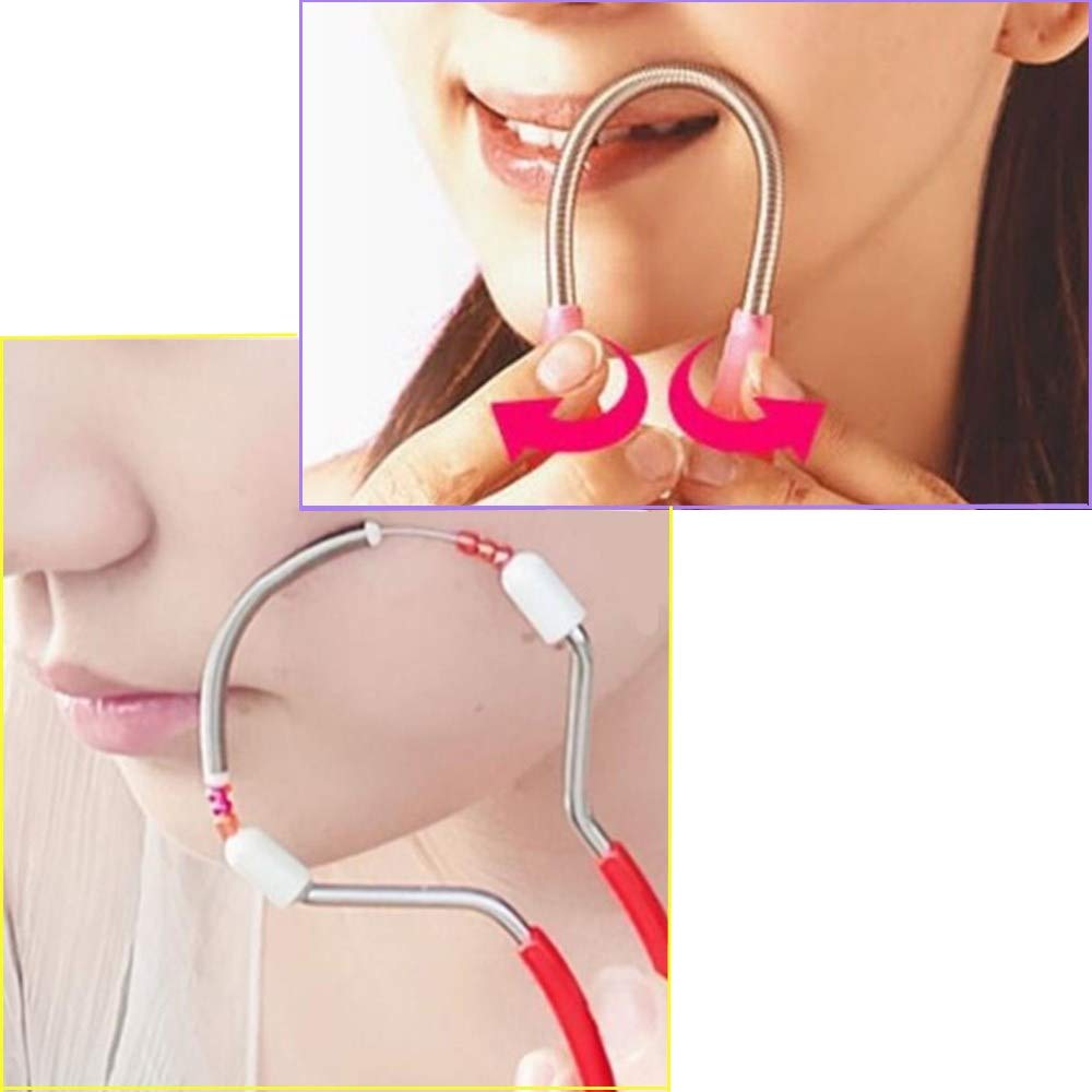 4 Pcs Facial Hair Remover Manual Epilator Spring Spring Face Hair Remover with Handle Hair Epilator Tool (Random Color)