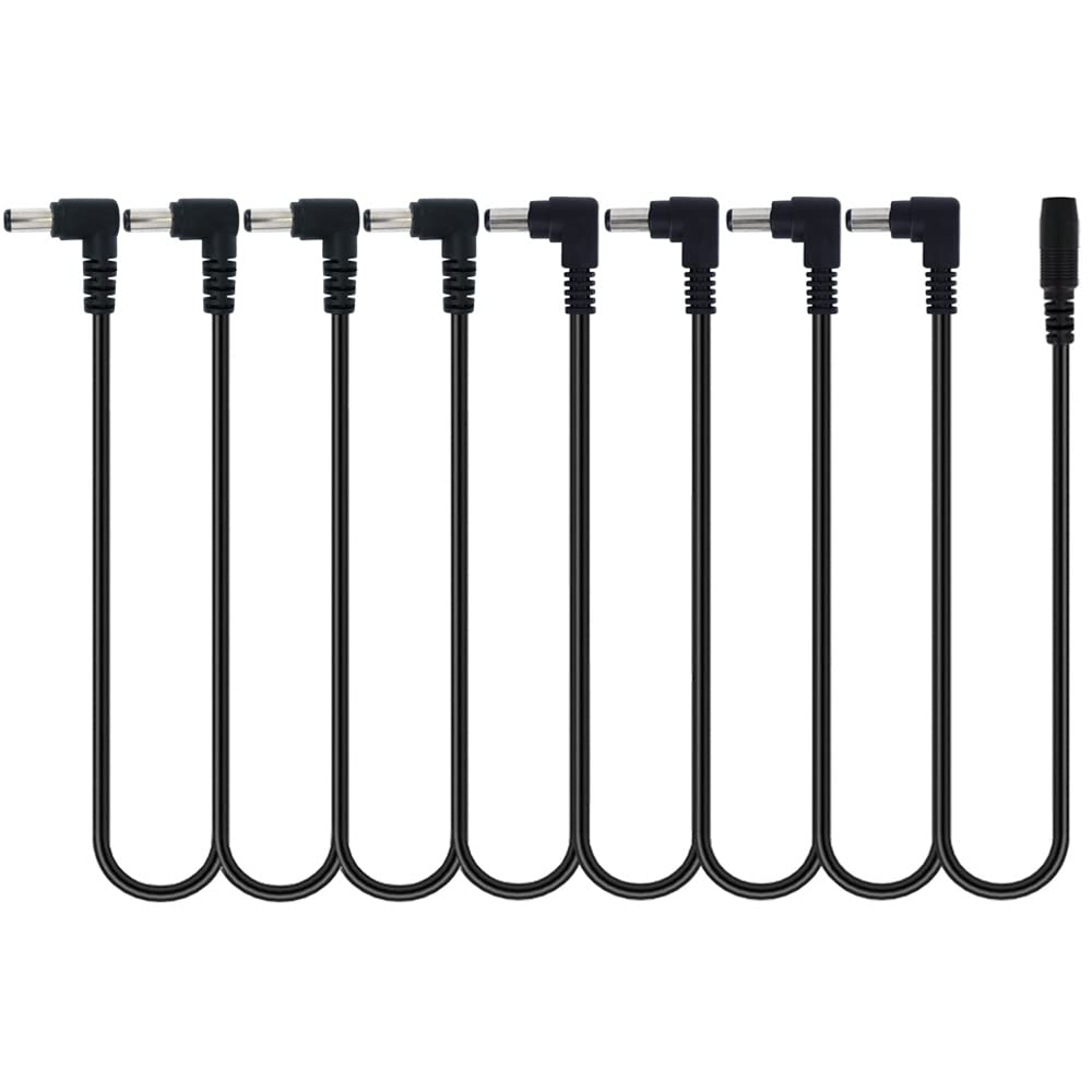 60CM Guitar Effect Pedal Power Supply Cable 2.1 mm Cord ( 4 Pack), black, 4 power cords
