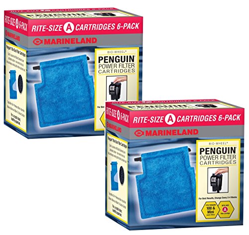 Marineland Rite-Size A Cartridge Refills, 12-Pack (2 Packs with 6 Filters per Pack), Aquarium Penguin Power Filter Cartridges