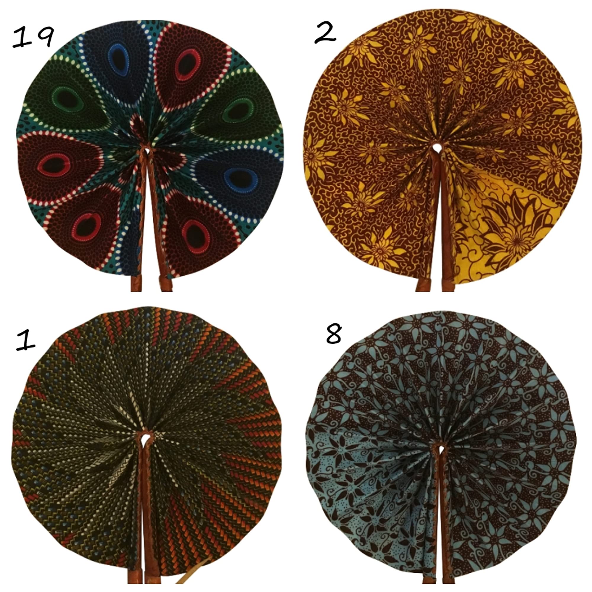 African Folding Hand Fan 5 Pack