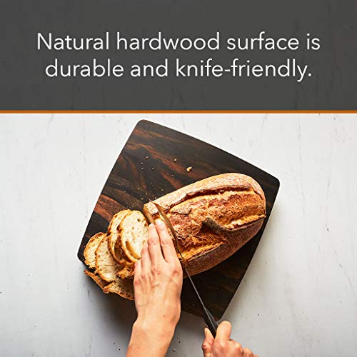 Stella Falone Reversible Wood Cutting Board Made of Solid West African Crelicam Ebony Wood β 11.4'' x 11.4'' x 1.6'', Heavy-Duty, Premium Serving Board w/Carved Grip Edge β Includes Conditioning Oil