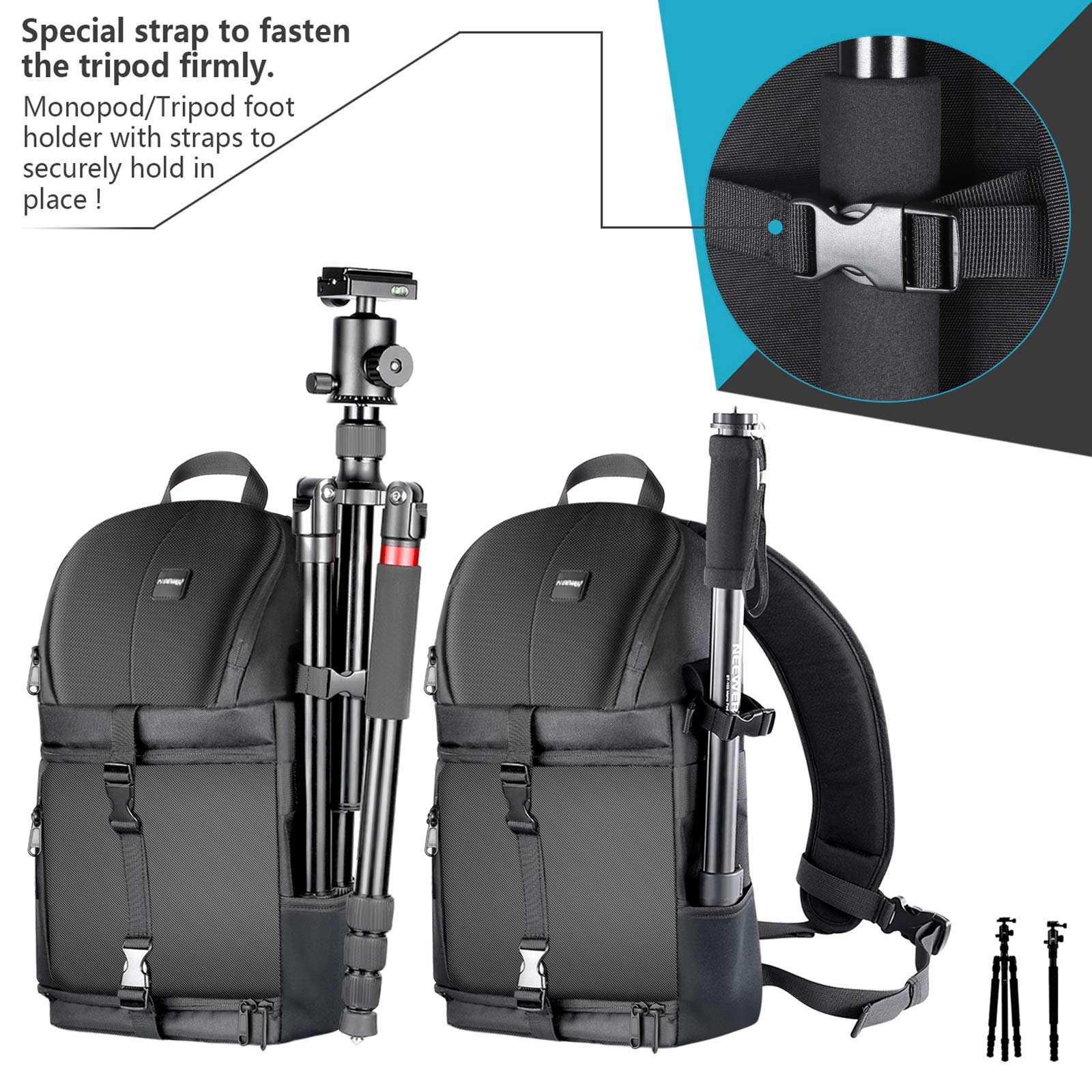 Neewer Professional Camera Storage Bag Sling Carrying Case Black Waterproof and Tear Resistant for DSLR Camera, Lens and Accessories (Purple Interior)