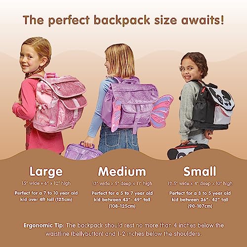Bixbee Personalized Kids Backpack, Gold Sparkly Bookbag for Kids & Toddlers Ages 3+ 5-7 | Custom Backpack with Name for Boys & Girls | Water Resistant Monogrammed School Bag
