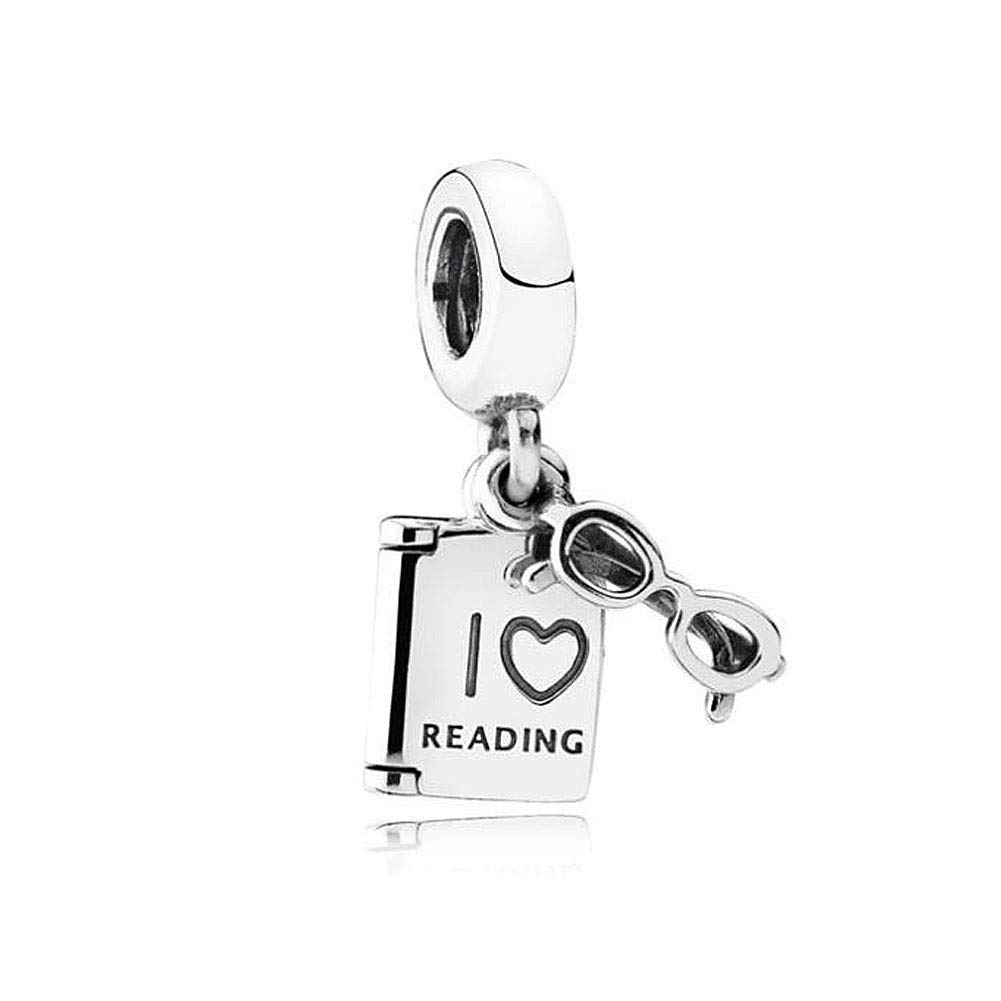 925 Sterling Silver I Love Reading Dangle Charm Beads Lucky Book Fits Pandora Bracelet Charms & European Bracelets