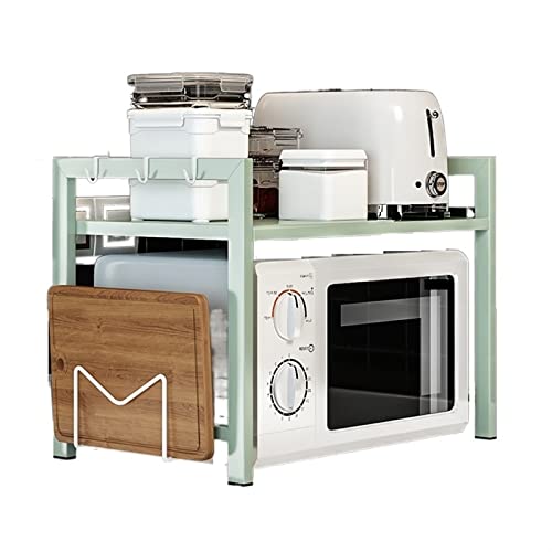 LUCBEI Microwave Oven Rack Kitchen Storage Rack, Microwave Oven Rack, Dish Rack, Tabletop, Table Top, Telescopic Multifunctional Seasoning Can Rack, Tableware, Double Layer Kitchen Storage Rack