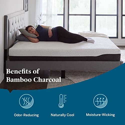 Lucid 10 Inch Hybrid Mattress β Bamboo Charcoal and Aloe Vera Infused- Memory Foam Mattress- Moisture Wicking β Odor Reducing