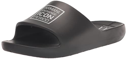 A | X ARMANI EXCHANGE Women's Bubble Icon Y Slippers Slide Sandal, Black, 8