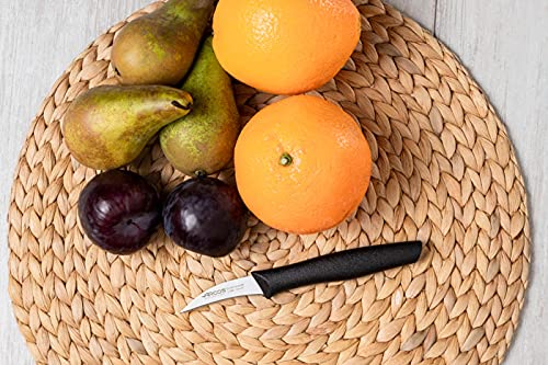 ARCOS Bird's Beak Paring Knife 2 Inch Stainless Steel. Professional Kitchen Knife for Cut, Peel and Clean Food. Ergonomic Polypropylene Handle and 60 mm Blade. Series Nova. Color Black.