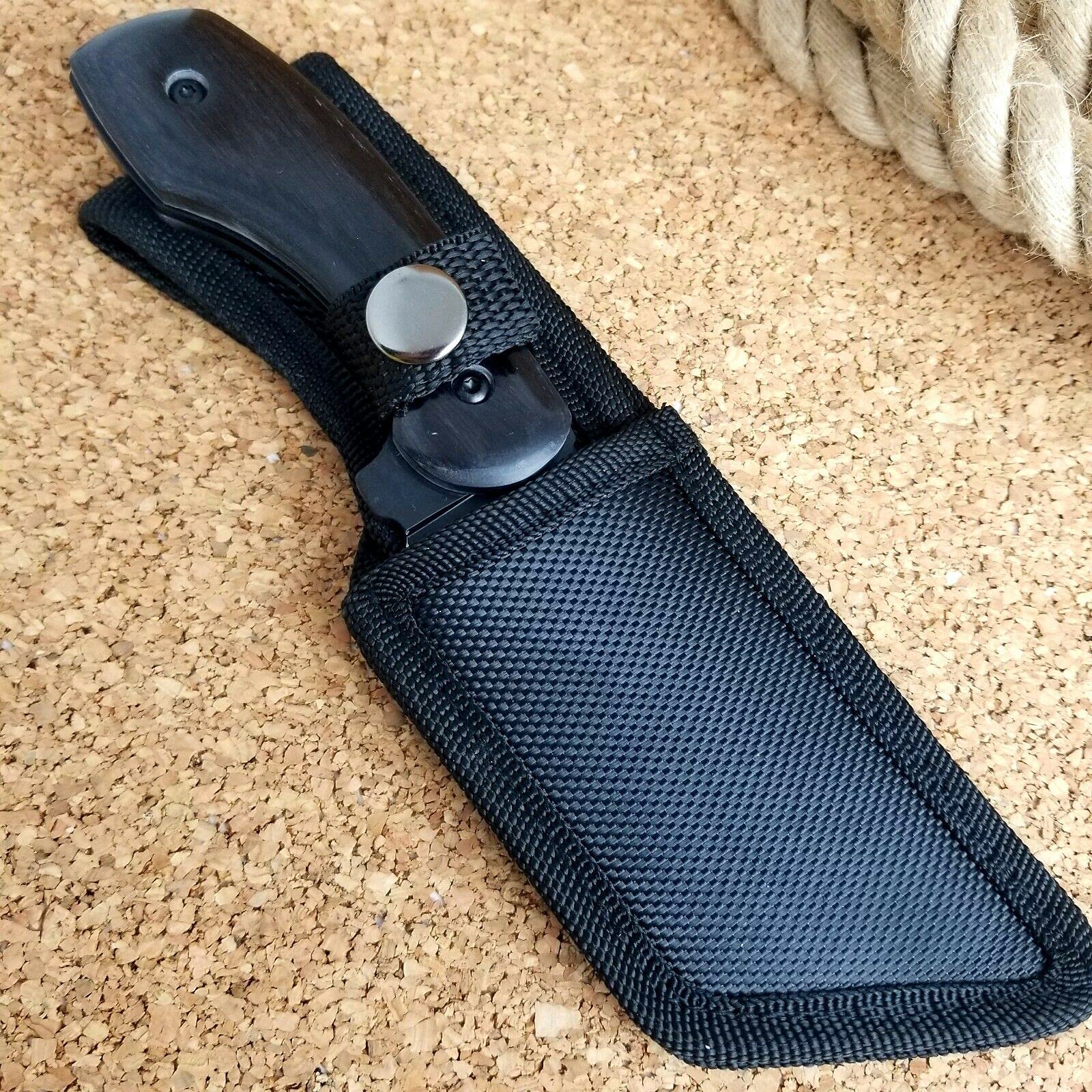 7.5" Fixed Blade Cleaver Hunting Knife Full Tang Survival Wood Handle Sheath
