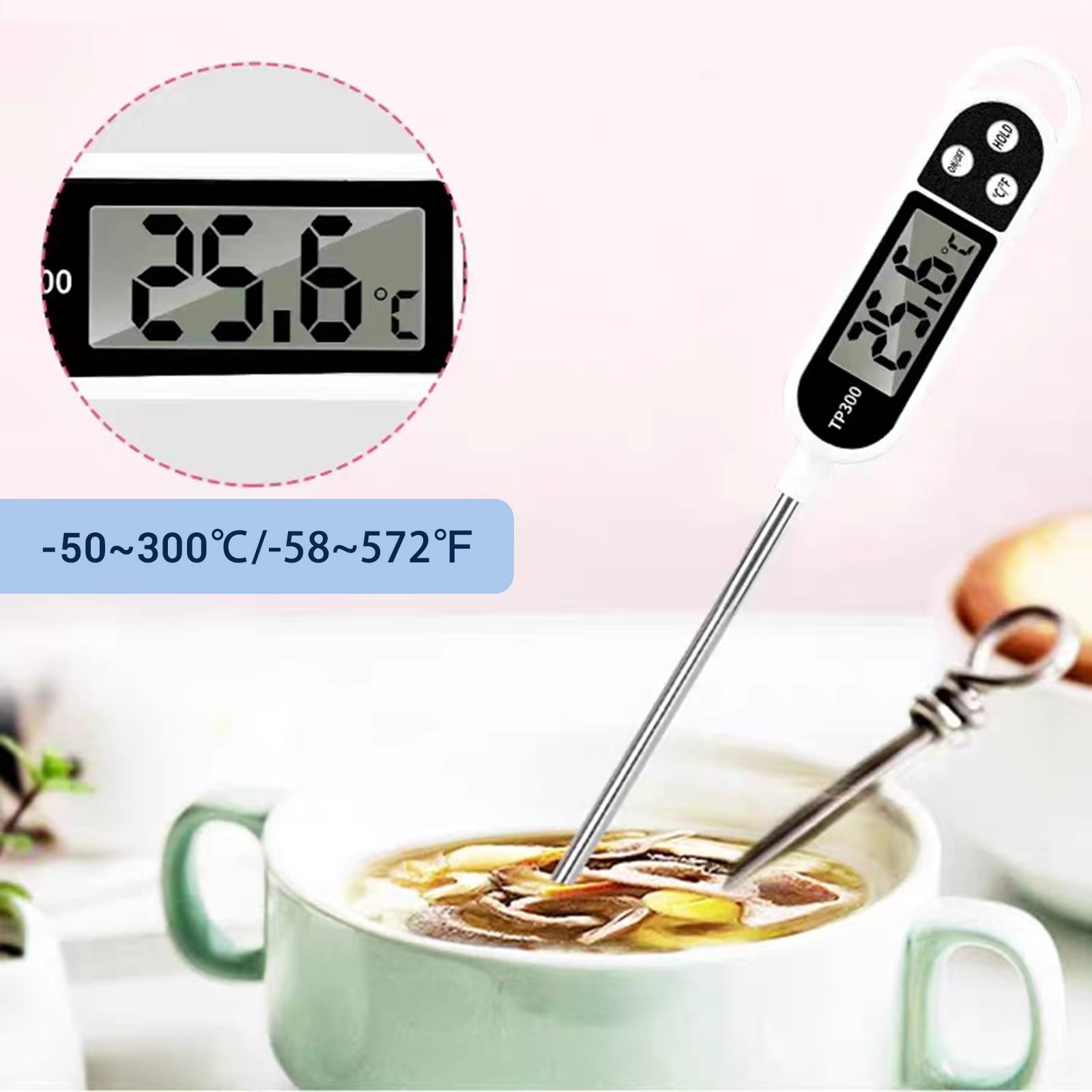 AKEISHE Digital Instant Read Water Thermometer for Liquid, Food, Cooking, Meat, Candy, Tea, and Milk, Oil, Kitchen Gadgets, Candle,Digital Food Probe for Kitchen,Outdoor BBQ and Grilling